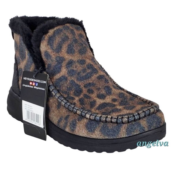 Hey Dude | Shoes | Nwt Hey Dude Women Denny Slip On Boots Leopard Print ...